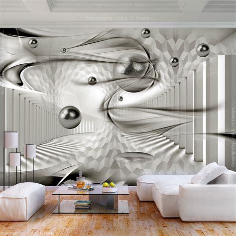 VLIES FOTOTAPETE Abstrakt Kugeln Grau 3D Effekt TAPETE WANDBILDER XXL