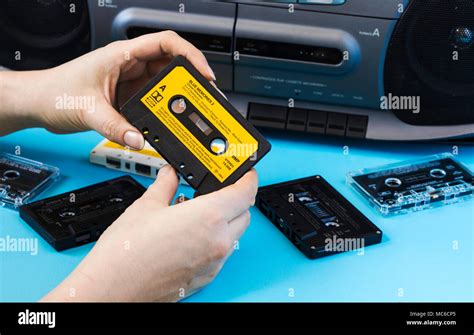 Hand Holding Retro Cassette Tape Stock Photo Alamy