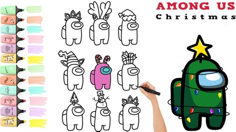 Among Us Christmas Coloring And Drawing Christmas Among Us Coloring