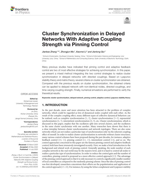 pdf cluster synchronization in delayed networks with adaptive coupling strength via pinning