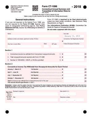 CT DRS CT 1096 2018 Fill Out Tax Template Online