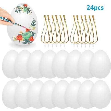 Oeufs de Pâques Decoration 24pcs Oeufs en Plastique Suspendus avec