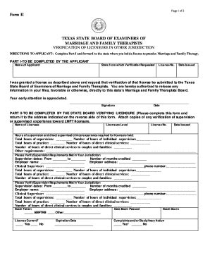 Fillable Online Dshs Texas Form II TEXAS STATE BOARD OF EXAMINERS OF