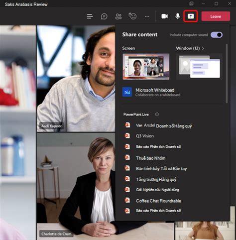 Chia sẻ nội dung trong cuộc họp Microsoft Teams Hỗ trợ của Microsoft