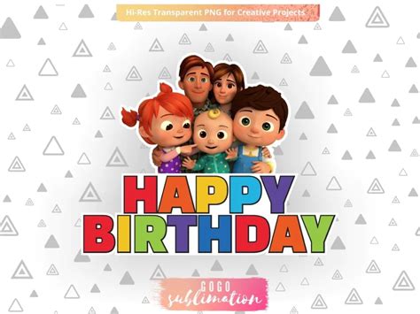 Happy Birthday Cocomelon Cake Topper PNG Printable Vectorency