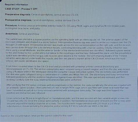 Solved Case Study Process Cpt Preoperative Diagnosis Chegg
