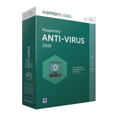 Kaspersky Anti Virus 2016 Licence 1 an 3 postes Logiciel sécurité