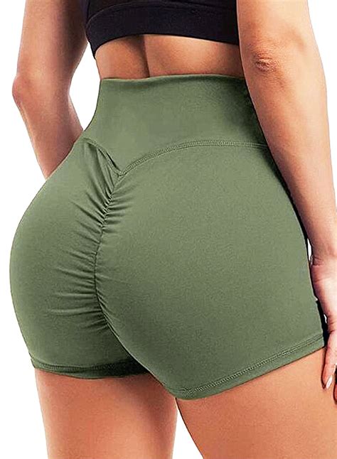 SEASUM SEASUM Women S High Waist Yoga Shorts Tummy Control Scrunch