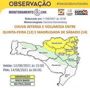 Chuva Volumosa E Risco De Alagamentos Em Sc Alerta Defesa Civil