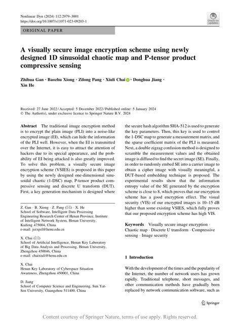 a visually secure image encryption scheme using newly designed 1d sinusoidal chaotic map and p