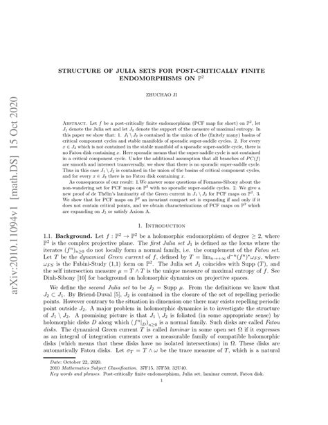 pdf structure of julia sets for post critically finite endomorphisms on mathbb{p} 2