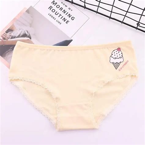 Zavace Underwear Women Comfortable Cotton Candy Ice Cream Pattern Lattice Cute Ladies Sexy