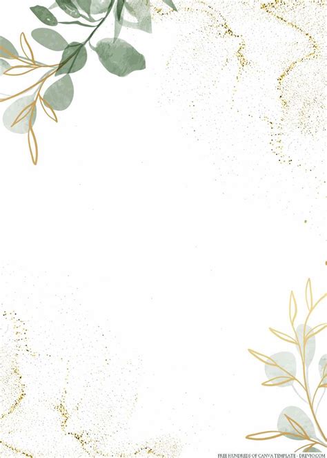 Free 16 Minimalist Greenery Gold Eucalyptus Canva Wedding Invitation