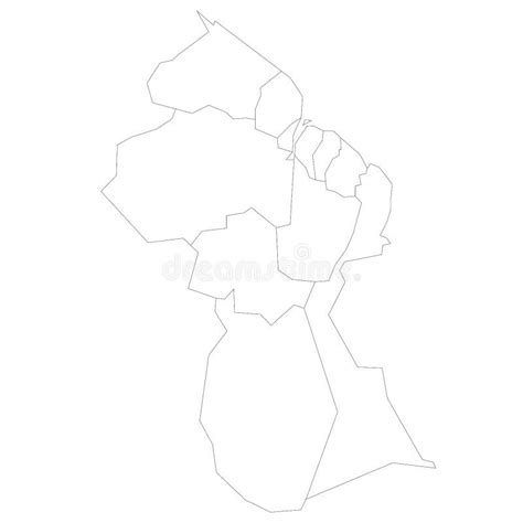 Mapa Político De Divisiones Administrativas De Guyana Ilustración del