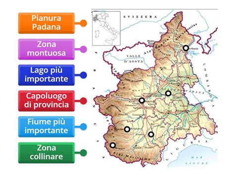Osserva La Carta Del Piemonte E Posiziona Gli Elementi Labelled Diagram