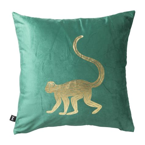 Kussen Aap Groen Goud X Cm Xenos
