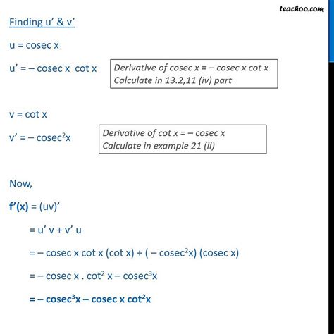 Misc Find Derivative Cosec X Cot X Chapter Limits