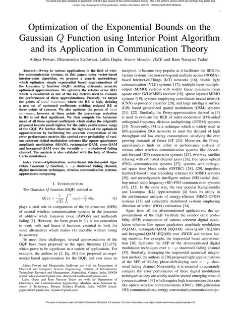 pdf optimization of the exponential bounds on the gaussian q function using interior point