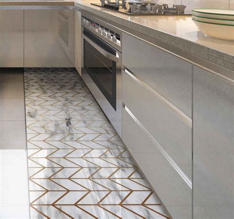 Tapis Vinyle Cuisine G Om Trique Or Et Marbre Tenstickers