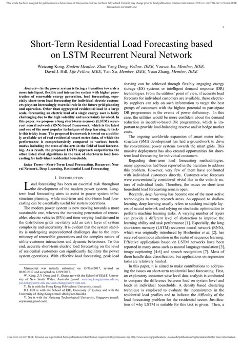 pdf short term residential load forecasting based on lstm recurrent neural network