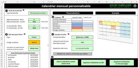 Calendrier Scolaire 2023 2024 Excel Et PDF Modifiable Et Gratuit