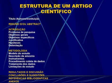 A Estrutura De Um Artigo Científico Várias Estruturas
