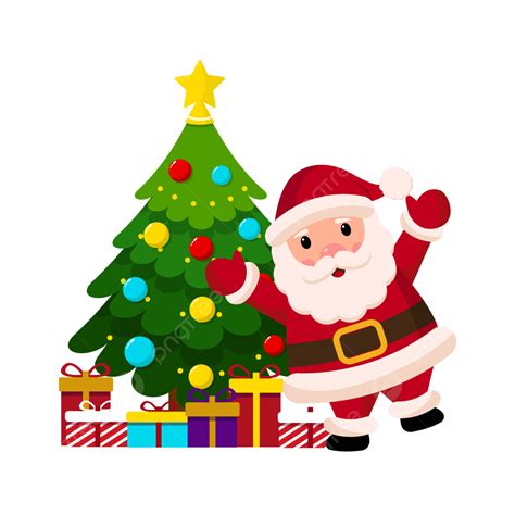 Santa Claus With Christmas Tree Christmas Winter Santa Claus PNG And