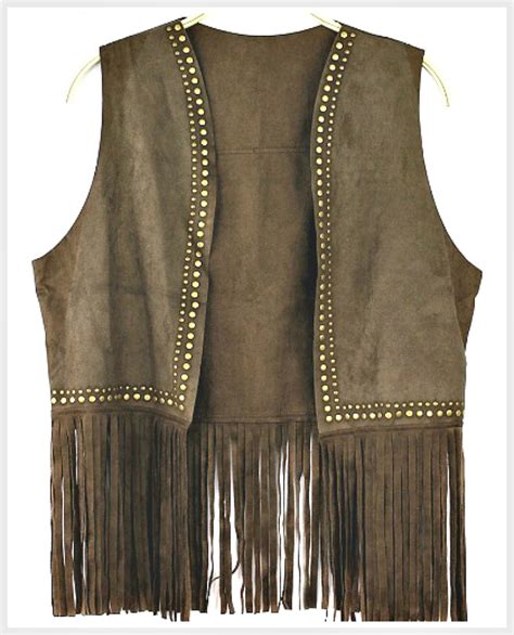 Studded Fringe Suede Vest Antique Gold Vest Fringe Sweater