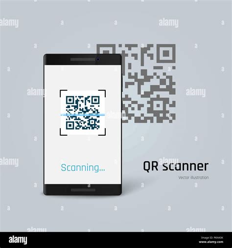 Mobile Phone Scan QR Code Vector Illustration Isolated On Blue