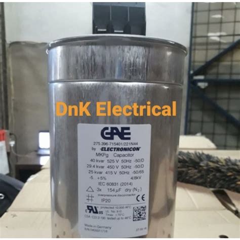 Jual Capacitor Kapasitor Capasitor GAE 3Phase Type MKPg 40Kvar 525V