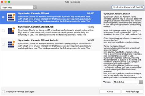 Xamarin Forms NuGet Packages Syncfusion