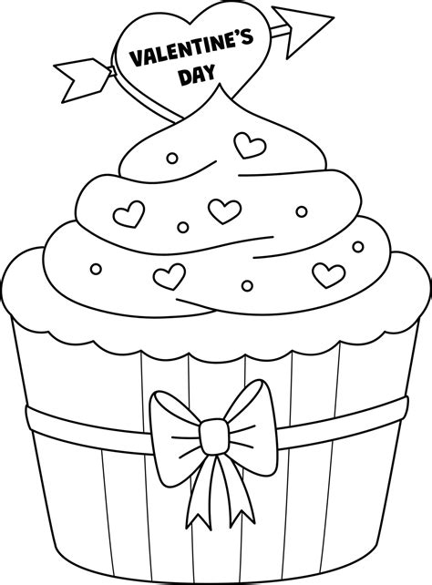 Valentines Day Cupcake Isolated Coloring Page 13801548 Vector Art At