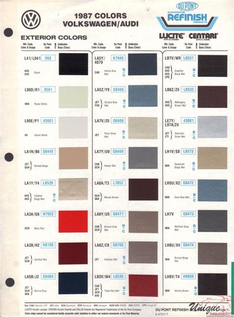 Volkswagen Paint Chart Color Reference Artofit