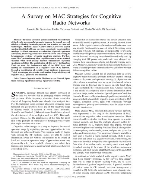 pdf a survey on mac strategies for cognitive radio networks