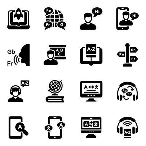 conjunto de ícones de linguagem e comunicação 2252848 Vetor no Vecteezy