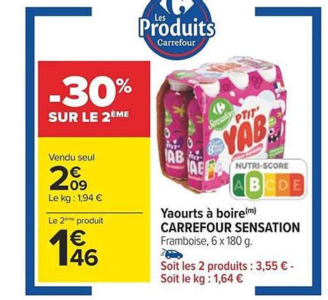 Promo Yaourts à Boire Carrefour Sensation chez Carrefour iCatalogue fr