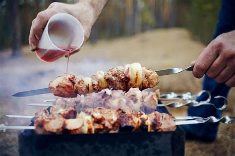 Asado A La Parilla Del Shashlik Adobado Foto De Archivo Imagen De