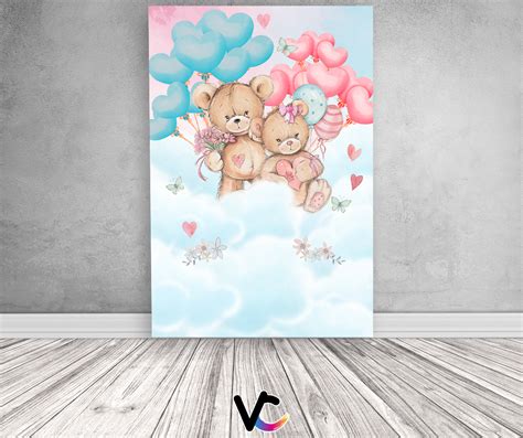 Painel De Festa Vertical 1 50 x 2 20 Revelação Ursinhos Cute 019