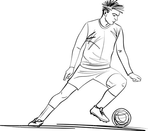 Boceto De Un Jugador De Fútbol Ejecutando Una Patada De Pelota Vector
