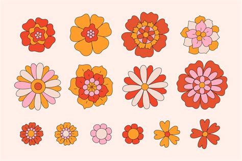 14 Retro Groovy Flowers