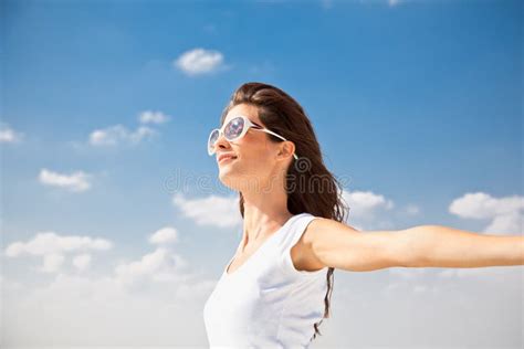 Beautiful Woman Enjoying In Sunny Day Stock Image Image Of Beauty Leaves 29156421