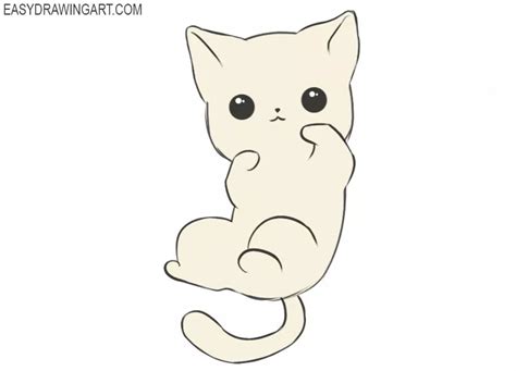 How To Draw A Kawaii Cat Easy Drawing Art
