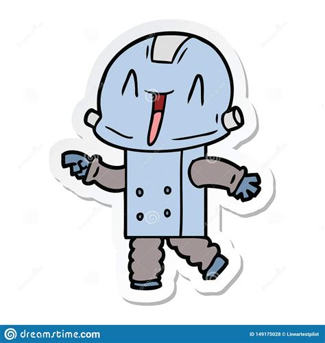 Etiqueta De Um Rob Dos Desenhos Animados Ilustração do Vetor