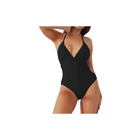 Dwevkeful Costume Da Bagno Intero Da Donna Con Scollo A V Profondo Con
