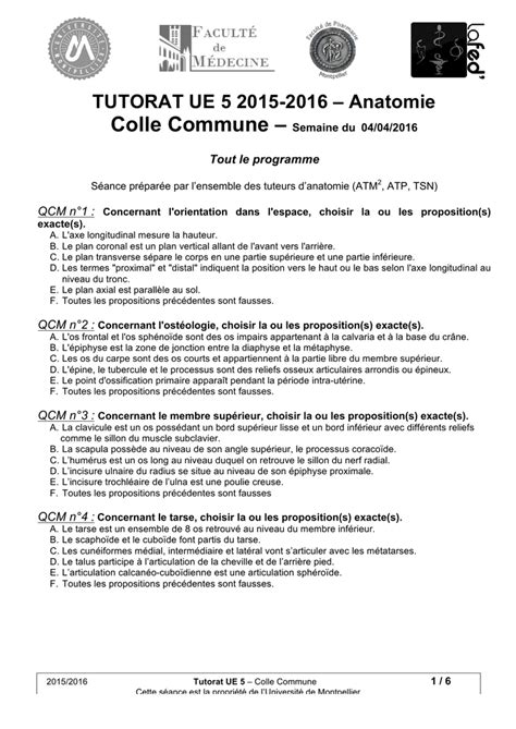 Tutorat Ue Physiologie La Fed