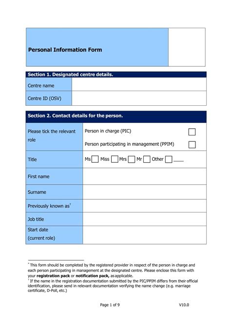 Free Printable Personal Information Form Templates PDF Word Basic