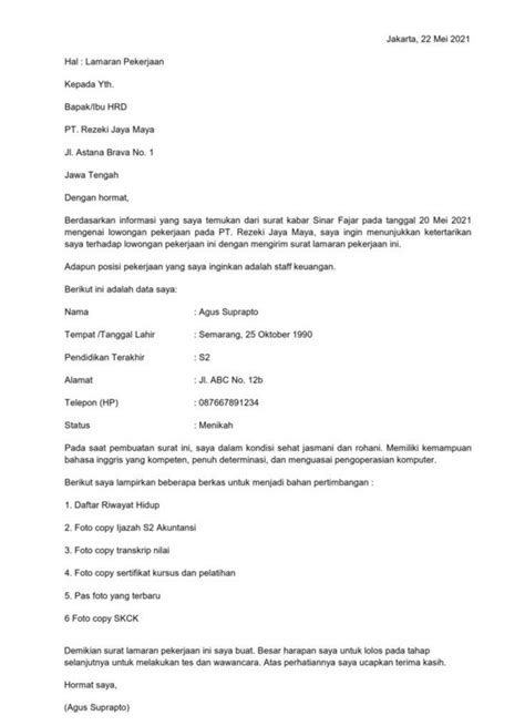 15 Contoh Surat Lamaran Kerja Yang Menarik HRD GreatDayHR Blog