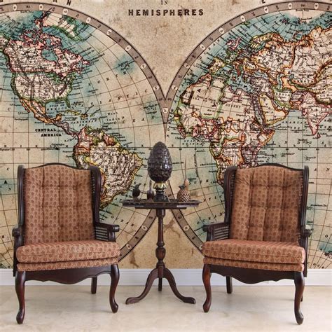 Adesivo Parede Mapa Mundi Painel Vintage Globo Vinílico Sala R 79 90