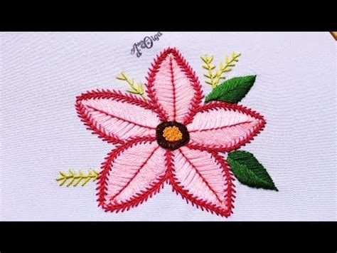 Bordado A Mano Flor En Puntada Espiga Artesd Olga Youtube