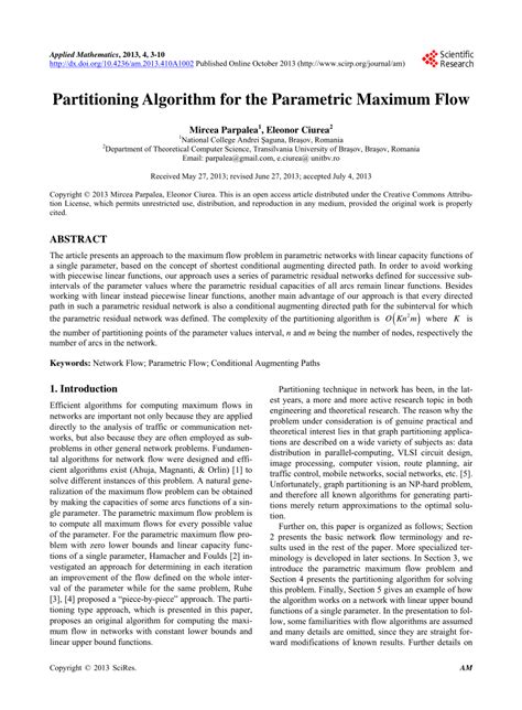 pdf partitioning algorithm for the parametric maximum flow